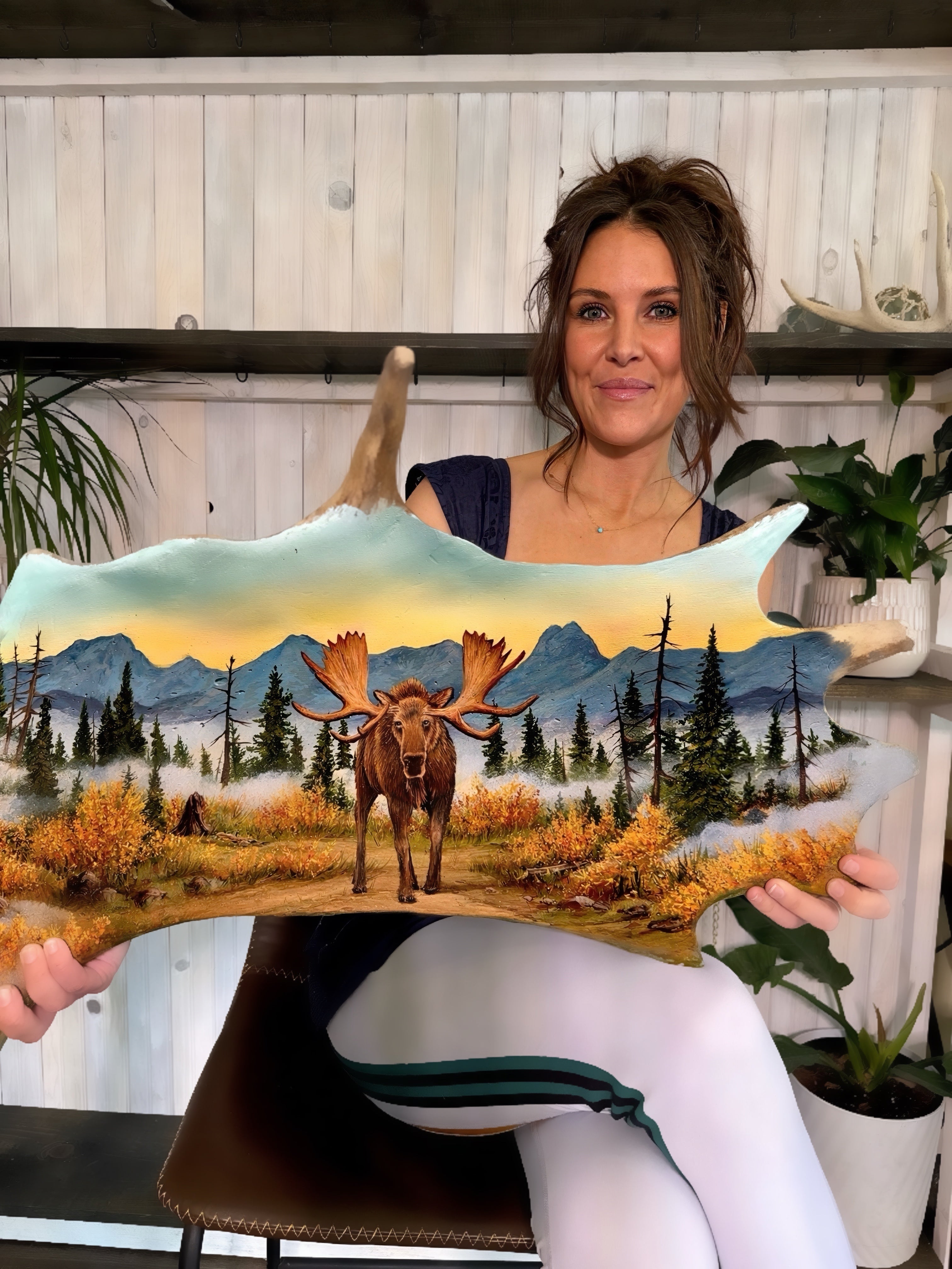 Custom Painted Moose Paddle – Megan Stortz Art